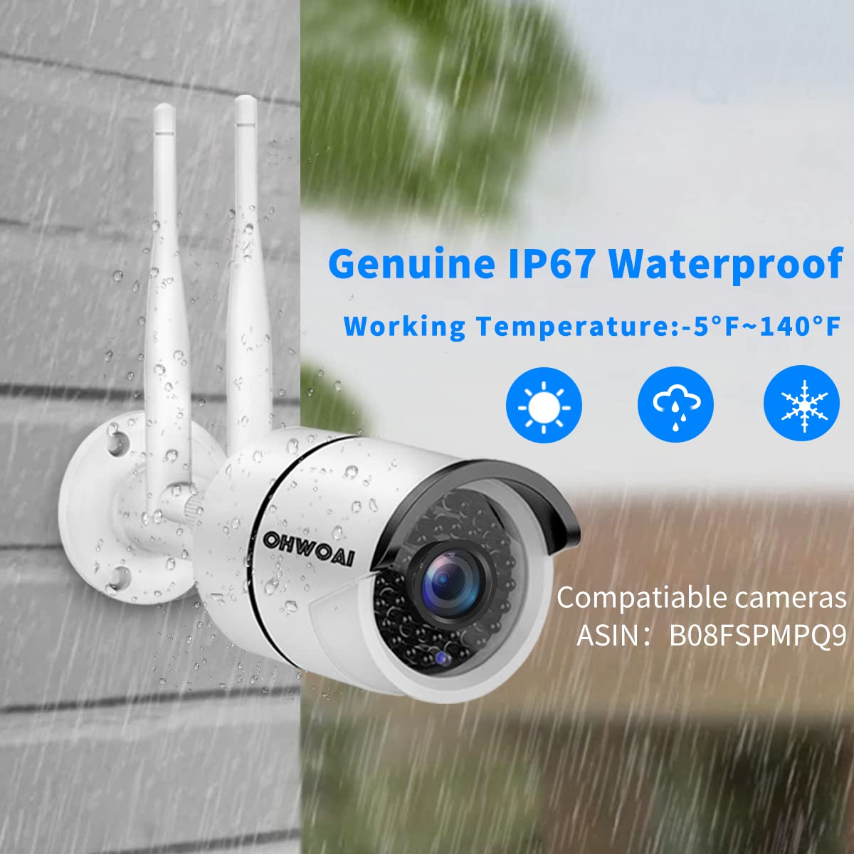 [2-Antenna Signal Enhance & 100ft Super Night Vision] Wireless Security Camera System Outdoor, 4pcs 5.0MP CCTV Camera Security System Wireless, Home Wi-Fi Video Surveillance NVR Kits for Businesses