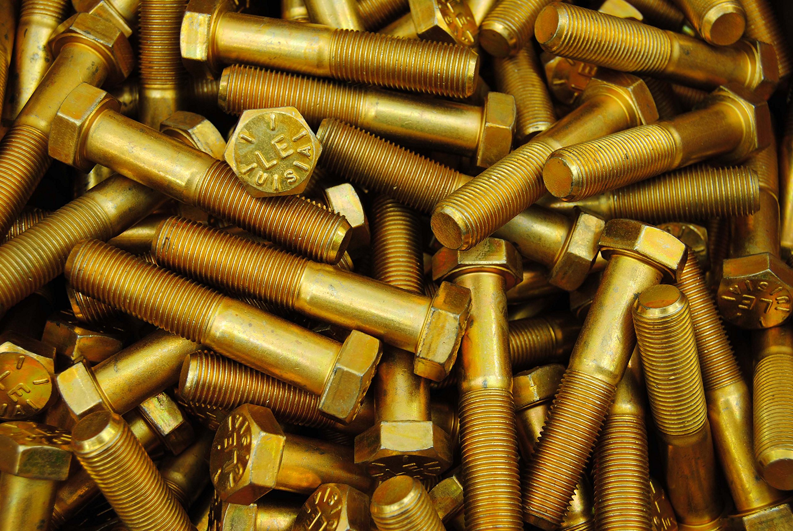 (35) Hex Head Bolts 1/2-20 x 2-1/2 Grade 8 Fine Thread Yellow Zinc USA Made
