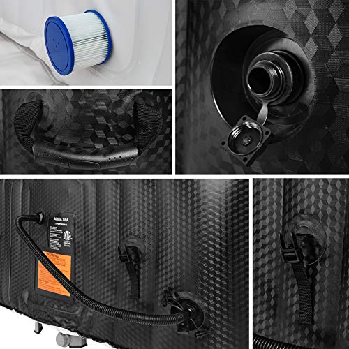 #WEJOY AquaSpa Portable Hot Tub 61X61X26 Inch Air Jet Spa 2-3 Person Inflatable Square Outdoor Heated Hot Tub Spa with 120 Bubble Jets