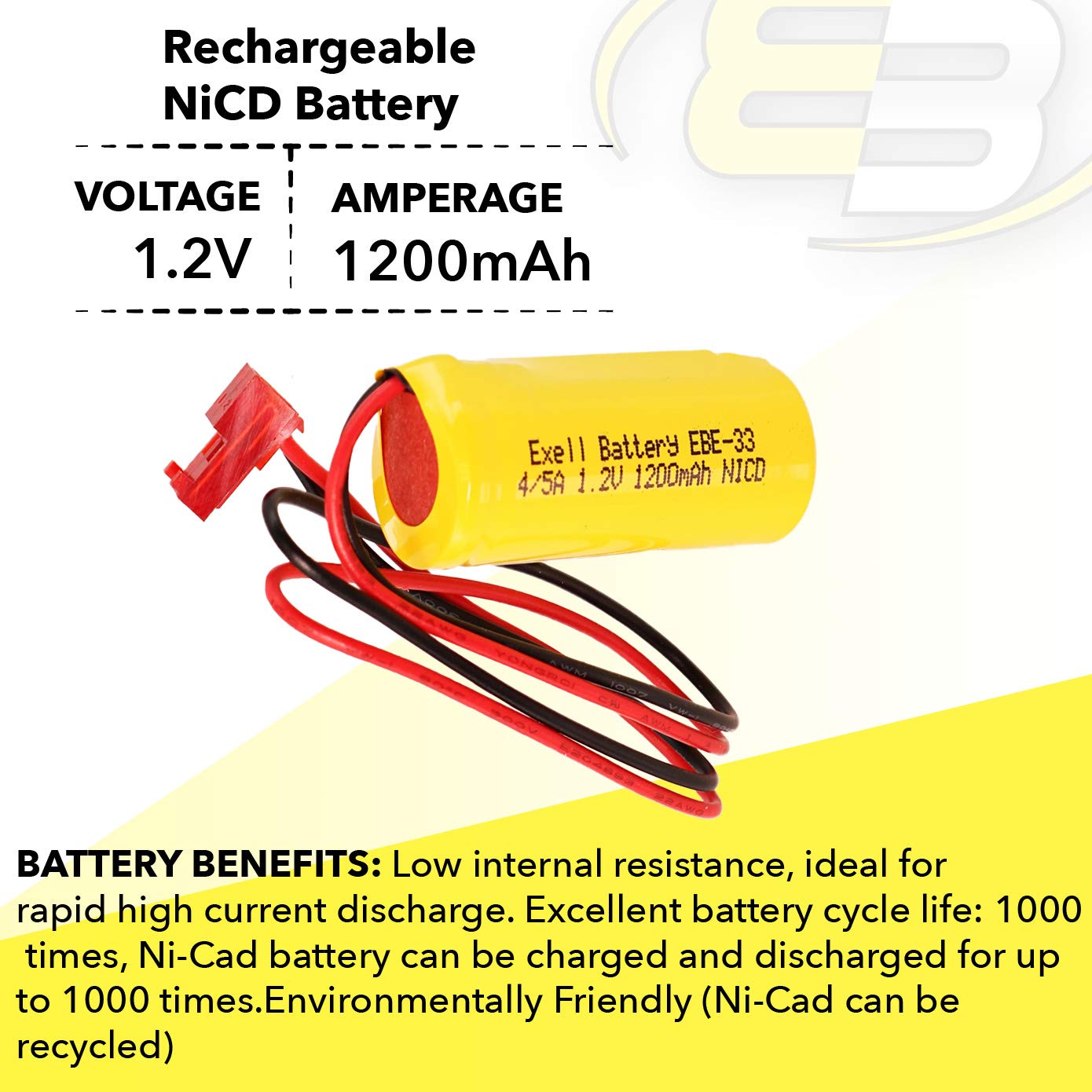 (2-Pack) 1.2V 1200mAh Emergency Lighting/Exit Sign Battery for Lithonia LQMSW3R12277ELW Saft 16440 ANIC1169 ELB1210N ELB1P201N ELB1P201N2 Lithonia ELB1P2901N