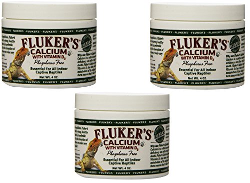 (3 Pack) Fluker's Calcium Reptile Supplement With Added Vitamin D3 (4 Ounces Per Pack)