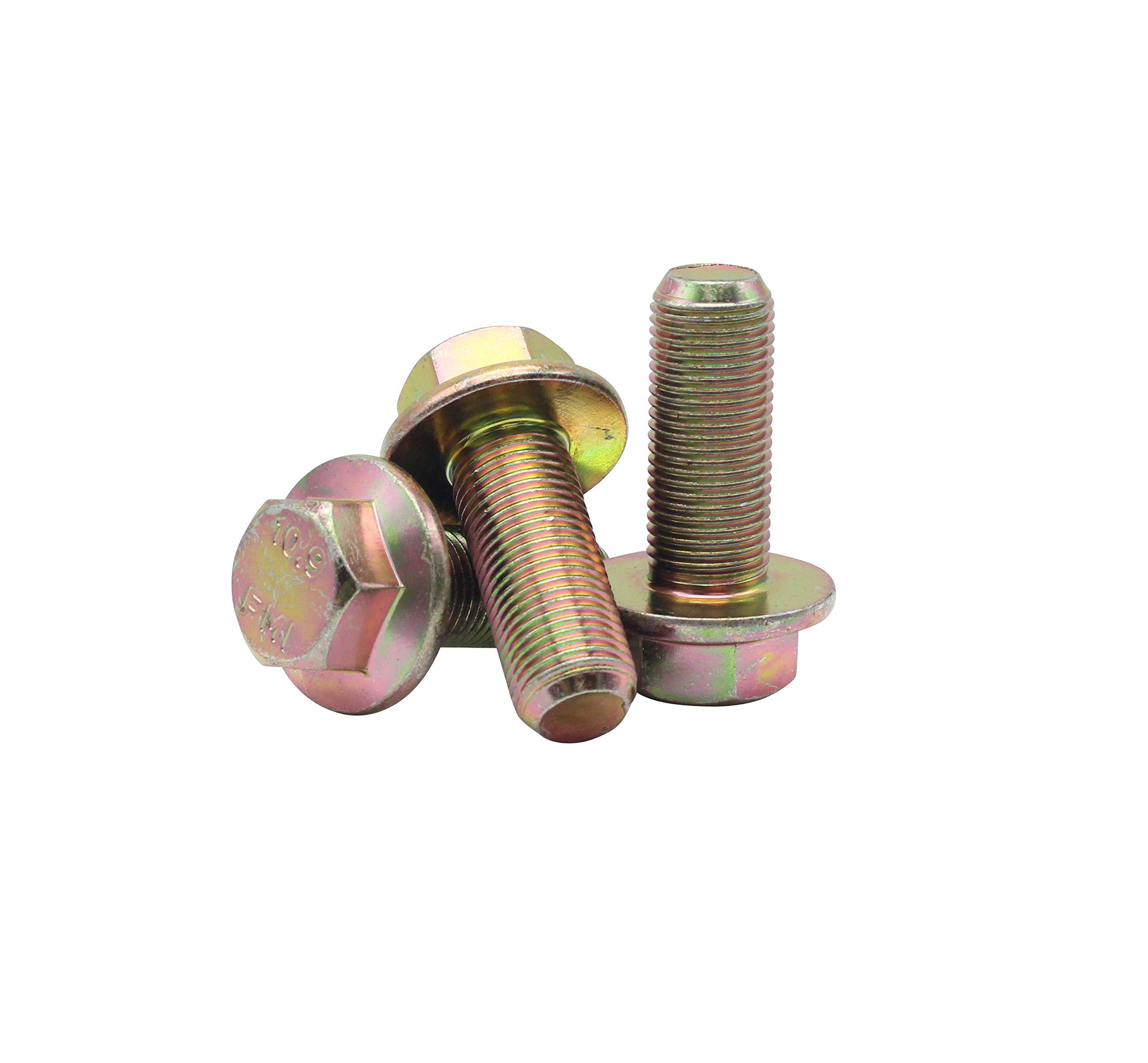 (3pcs) BelMetric M16X1.5X40 Metric Hardened Fine Thread Hex Head Flange Bolt, DIN 6921, Class 10.9, Black Finish, BFD16X1.5X40YLW-3