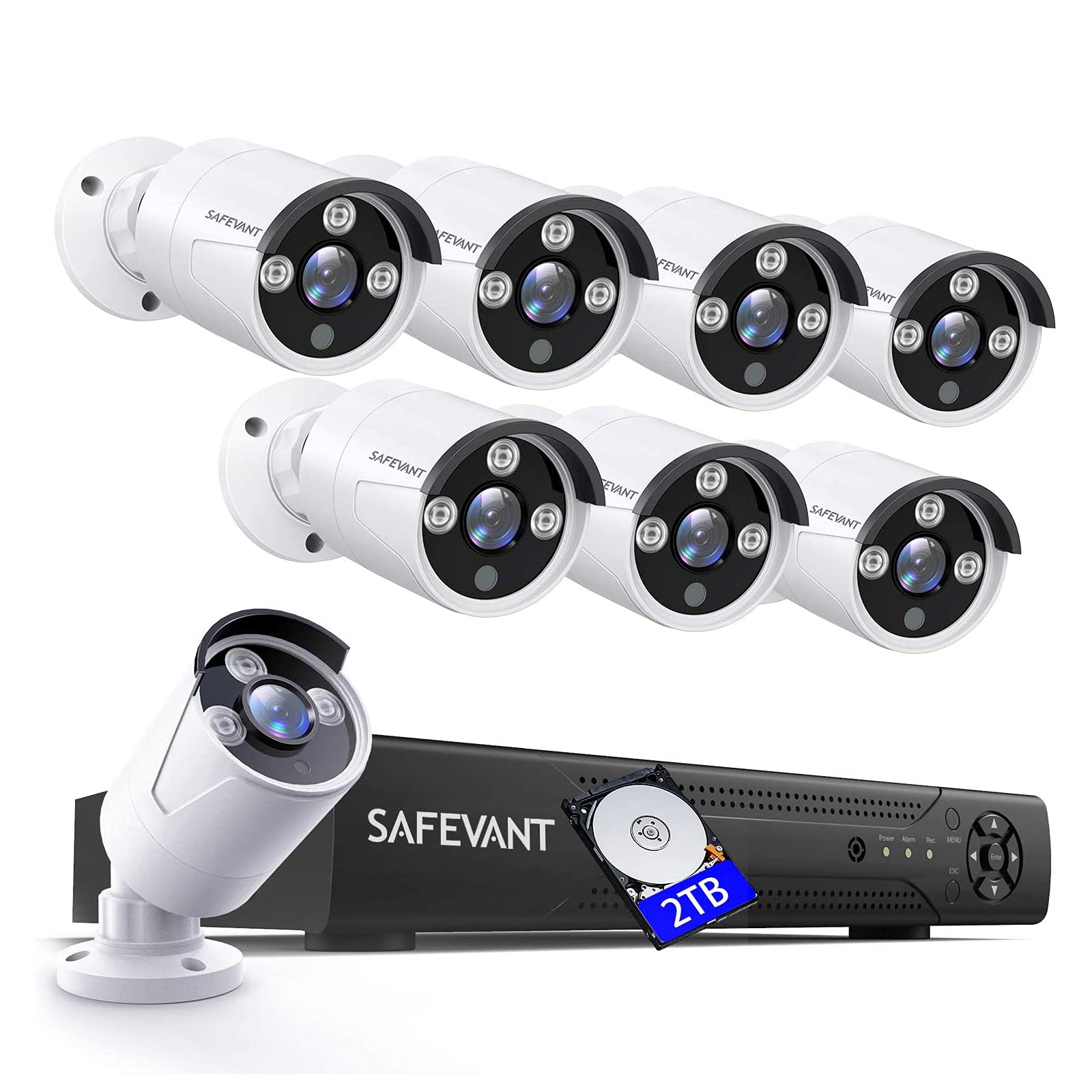 [5MP, 2TB HDD] Security Camera System,SAFEVANT 8 Channel 5MP CCTV Camera Security System with 8pcs Security Cameras, Home Security Camera System for Indoor Outdoor