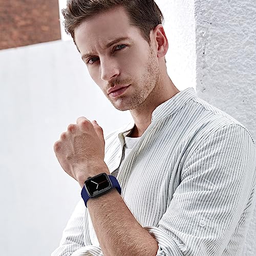 (6 Pack) Sport Band Compatible with Apple Watch Bands 38mm 40mm 41mm 42mm 44mm 45mm 49mm, Soft Silicone Replacement iwatch Strap Bands Compatible for Apple Watch Ultra SE Series 8 7 6 5 4 3 2 1 Men Women (38mm/40mm/41mm S/M, Black/Midnight Blue/Wine Red/S