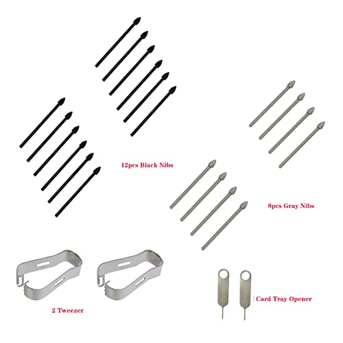 (20pcs Pack) Tab s7 s Pen Nibs Replacement Stylus Tips for Samsung Galaxy tab s7,s7 Plus (Black/Gray)