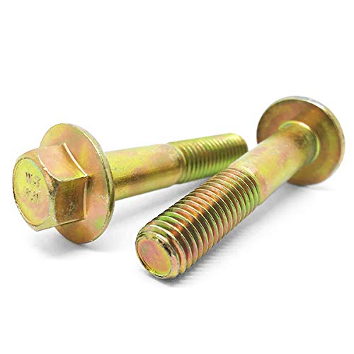 (5 Pieces) M16-2.0x80 Class 8.8 Hex Flange Bolts Screws UNC Coarse Partial Threads Zinc Yellow