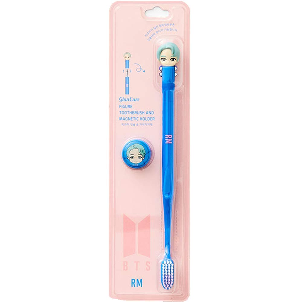 [BTS Official Merchandise] Fans Gift - K-Pop Idols Goods - BTS Character Figure Toothbrush with Convenient Magnetic Holder (RM)