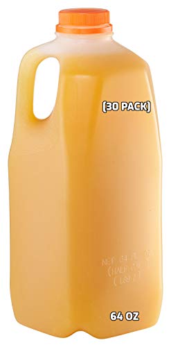 [30 PACK] Empty Plastic Juice Bottles with Tamper Evident Caps 64 OZ - Half Gallon, Smoothie Bottles - Ideal for Juices, Milk, Smoothies, Picnic's and even Meal Prep by EcoQuality Juice Containers