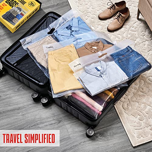 [ 15 count ] Jumbo Bags - DOUBLE ZIPPER - Storage Bag with Carry Handles - Extra Large 22x22" - 8 Gallon Clear Heavy Duty 4 Mil Plastic with Zipper Top for Clothing (22" x 22")