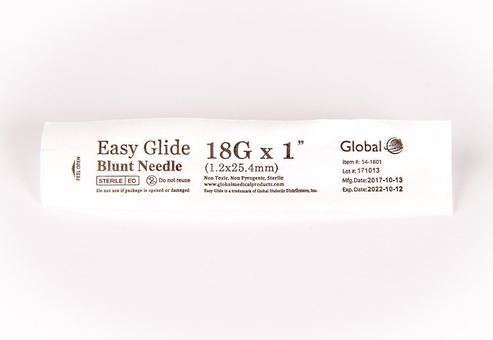 (Qty 25) 18 ga x 1" Dispensing Needle, Blunt Tip