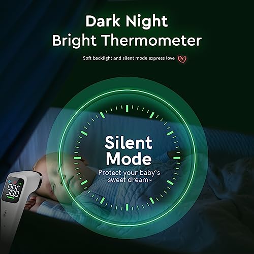 (Upgrade) No-Touch Thermometer for Adults and Kids - Digital Forehead Thermometer with High Accuracy, Ultra Clear LED Screen and Fever Alarm-White