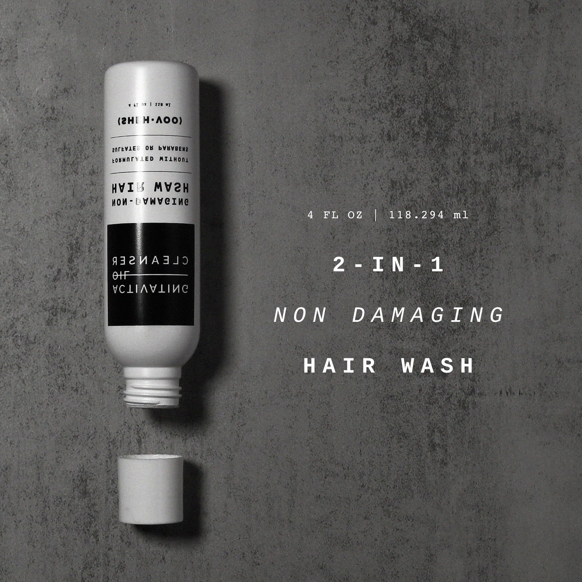 (SHEH•VOO) Activating Oil Cleanser - 2 in 1 Non-Damaging Hair Wash - Shampoo/Conditioner Alternative - Sulfate & Paraben Free (4 fl oz)