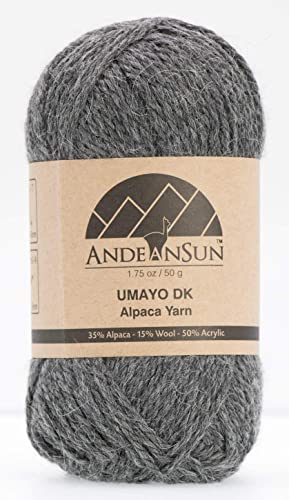 [ Set of 3 Small Gorgeous Skeins ] Alpaca Yarn Blend [ Umayo ] [ DK ] #3 (5.25 Ounces/150 Grams Total) Lovely and Soft to Enjoy Knitting - Crocheting - Weaving [ Grey ]