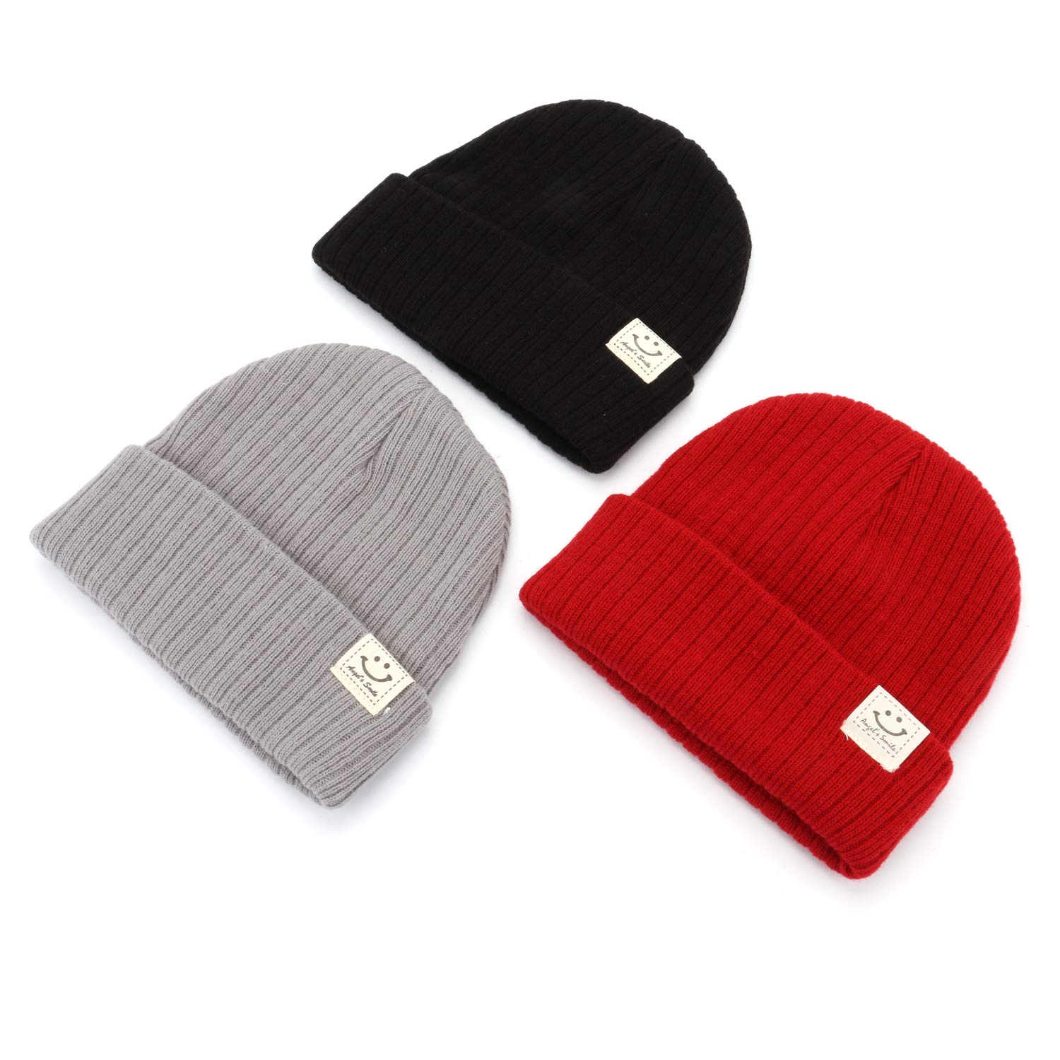 Kingrol 3 Pack Baby Knitted Beanie Hats, Cute Soft Warm Knit Caps for Baby, Girls and Boys, 0-3 Years