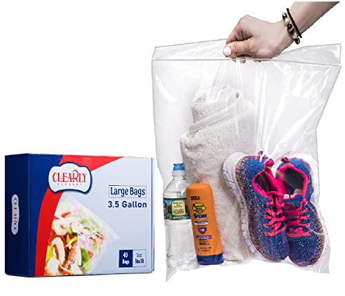 [ 40 COUNT ] Regular Roaster Clear Big Storage Bag 16" x 18", 3.5 Gallon Large & Strong Clear - ZIPPER TOP - Bags, Total 40 Bags