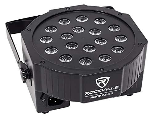 (2) Rockville RockPAR50 LED RGB Compact Par Can DJ/Club DMX Wash Light+Dual Bracket