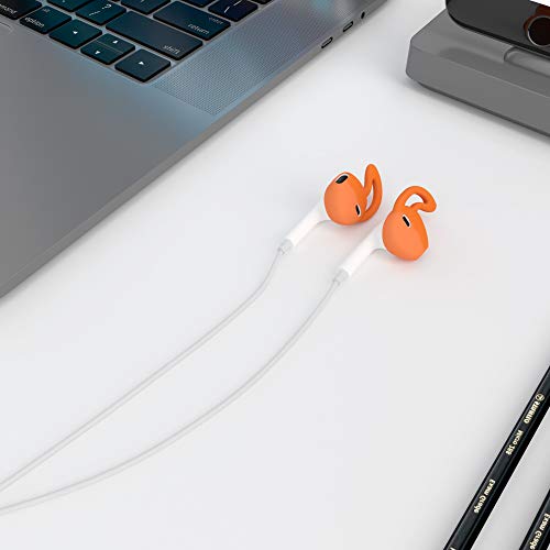 [4 Pairs] Silicone Ear Tips Soft Anti-Slip Sport Earbud Covers, Anti-Drop Ear Hook Gel Headphones Earphones Protective Accessories Tips (Black, Orange, Blue, White)