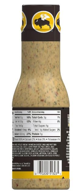 (Pack of 1) Buffalo Wild Wings Parmesan Garlic Sauce 12 fl oz Bottle (Free Miras Trademark 2-in-1 Measuring Spoon Included!)