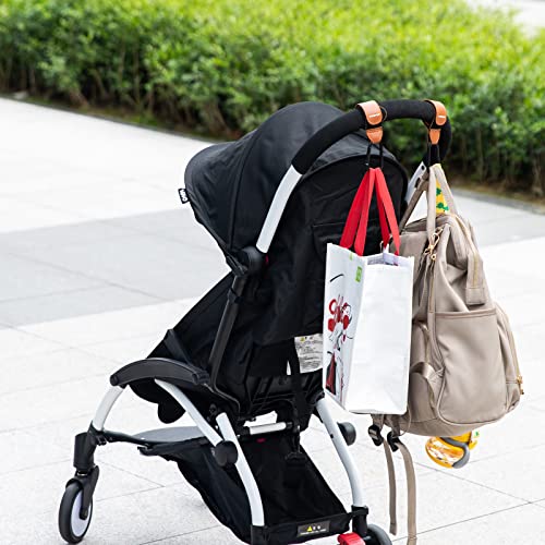 (4-Pack)Baby Stroller Hooks Clip or Hanging Diaper Bag Universal Hooks Accessories for Stroller and Car or Shopping Cart (Black and Brown)