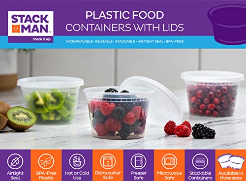 [48 Sets -16 oz.] Plastic Deli Food Storage Containers with Airtight Lids - Soup Containers with Lids