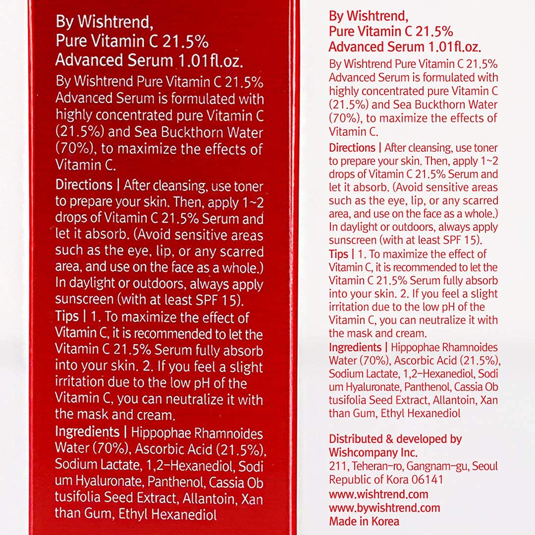 [By Wishtrend] Pure Vitamin C21.5% Advanced Serum 30ml, Clear and Healthier Skin, Korean vitamin c serum