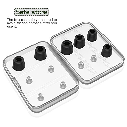 [6 Pairs] Earphone Tips New Bee 12pcs Premium Replacement Earbud Tips Blocking Out Ambient Noise Memory Foam Earbuds Inner 4.9mm for in-Ear Headphones with 5mm-7mm Tips (Black, S/M/L)