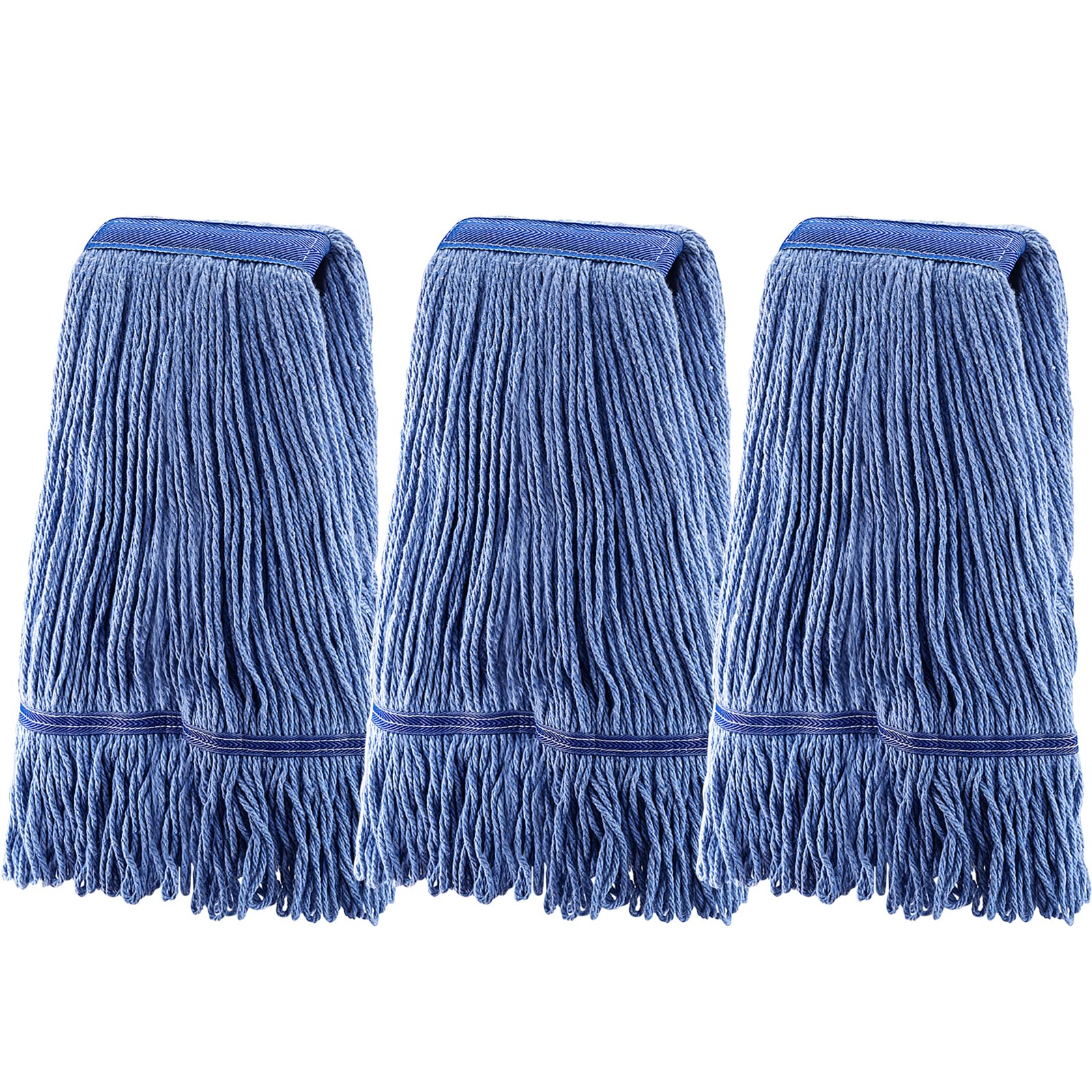 (3 Pack) Mop Head Replacement, Mop Heads Commercial ,Blue Cotton Looped End String, Wet Industrial Cleaning Vintage Mop Head Replacements Refill, Swinger Loop Mop, for Heavy Duty Mop Heads,Light Blue
