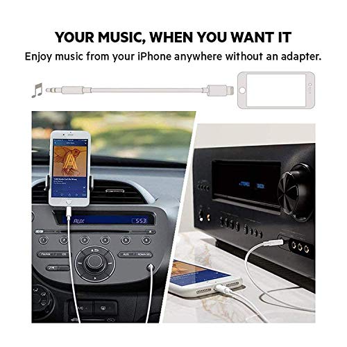 [Apple MFi Certified] iPhone AUX Cord for Car Stereo, Assrid 2 Pack Lightning to 3.5mm Audio Cable Compatible for iPhone 12/11/XS/XR/X/iPad/iPod to Speaker/Home Stereo/Headphone, Support iOS 14(White)