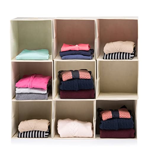 (8 PACK) Foldable storage boxes - Cube Basket storage bins - Beige collapsible