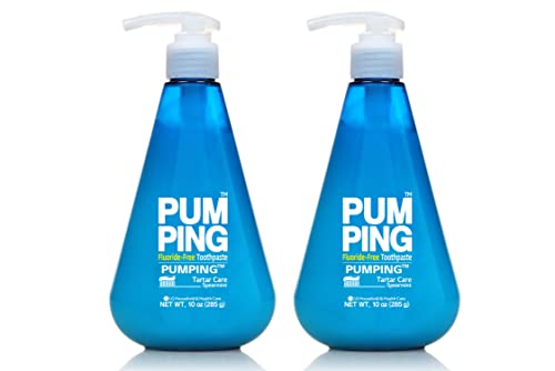 [PERIOE] Fluoride-Free Gel Type Toothpaste - Innovative Pump Design for Smart Brushing and Improved Tartar Care, Spearmint (285 g / 10 oz) Cool Mint Scent x2