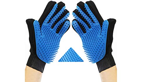 [Upgrade version]Pet Grooming Glove- Efficient Pet Hair Remover gloves- Gentle Deshedding Brush- Massage glove with Enhanced Five Finger Design- Perfect for Dogs & Cats with Long & Short Fur - 1 Pair
