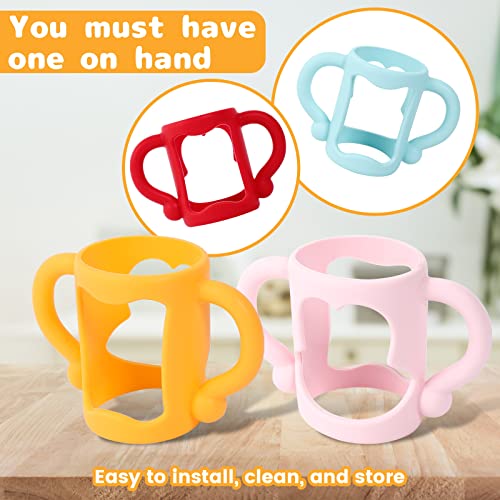 (4-Pack) Baby Bottle Handles Compatible with Dr Browns or Other Narrow Baby Bottles, Soft Silicone Easy Grip Holder