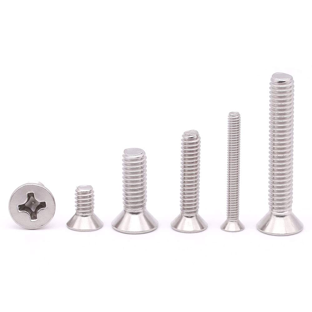 1/4-20 x 1 (30 Pack) Phillips Flat Head Machine Screws, Stainless Steel 304 (18-8), UNC Coarse Thread, Countersunk Head Machine Screws, Phillips Drive #3
