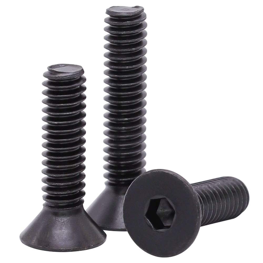 1/4-20 x 1-1/4" (26 pcs) Flat Countersunk Head Socket Head Cap Screws, 10.9 Grade Alloy Steel, Black Oxide Finish, Allen Hex Socket Drive, Full Thread, Coarse Thread UNC