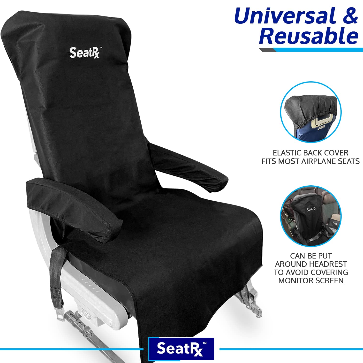 [Reusable] Seat Protector for Public Transit Bus Train Airplane Seat Covers Set with Tray Cover - Car Seat Protector Made from Nonwoven, Tear-Resistant Material - Machine Washable Airplane Travel Kit