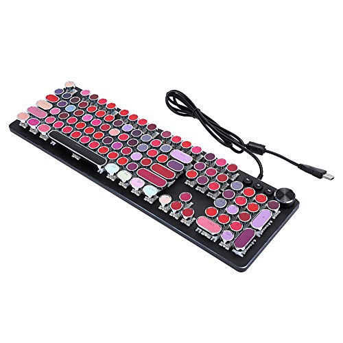 γππ‘π«π’π¬ππ¦ππ¬ ππ’ππγ Ergonomics Wired Keyboard, Green Axis 108 Keys Cute Net Red Girl Powder USB Interface Keyboard, for Gaming PC Gamer Computer Desktop Live Streaming Girls Boys