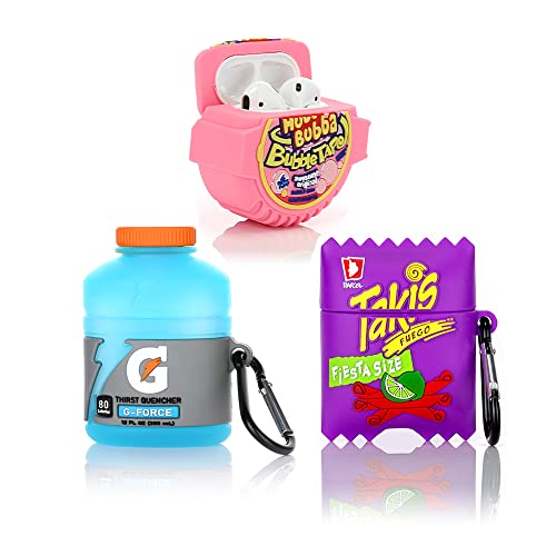 (3Pack) Case for Airpods 1 and Airpods 2, Suublg Silicone Airpods Case Protective Cover with Cute Funny Skin Design, with Keychain