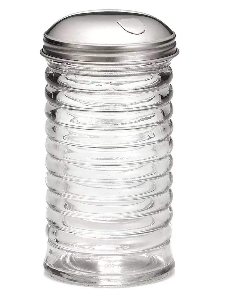 (Set of 2) Beehive Sugar Pourer and Powdered Creamer Dispenser Set, Glass with Stainless Steel Lids 12 ounce