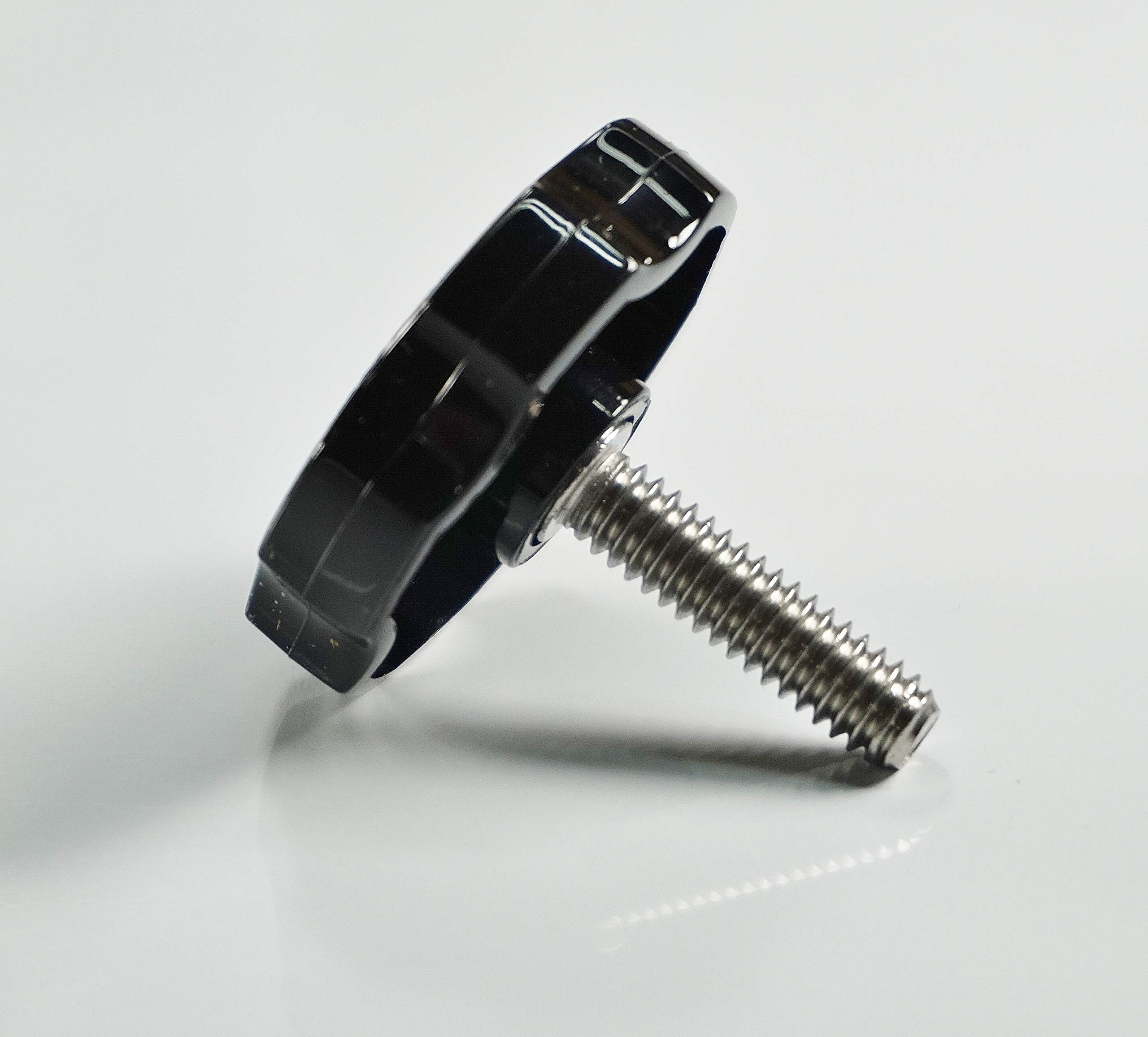 1/4"-20 x 3/4" Thumb Screw Stainless Steel Standard/Coarse Threads Clamping Rosette Knobs Black - Made in The USA (2)