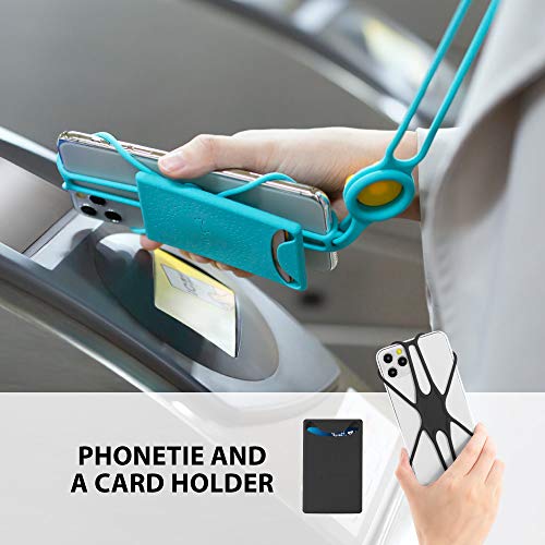 【Bone】 Lanyard Phone Tie 2 with Card Holder, Universal Phone Lanyard Neck Holder, Cell Phone Lanyard w/Card Holder for iPhone 12 11 Pro Max, Galaxy S Pixel, Fits 4 to 6.7"- Miao Cat