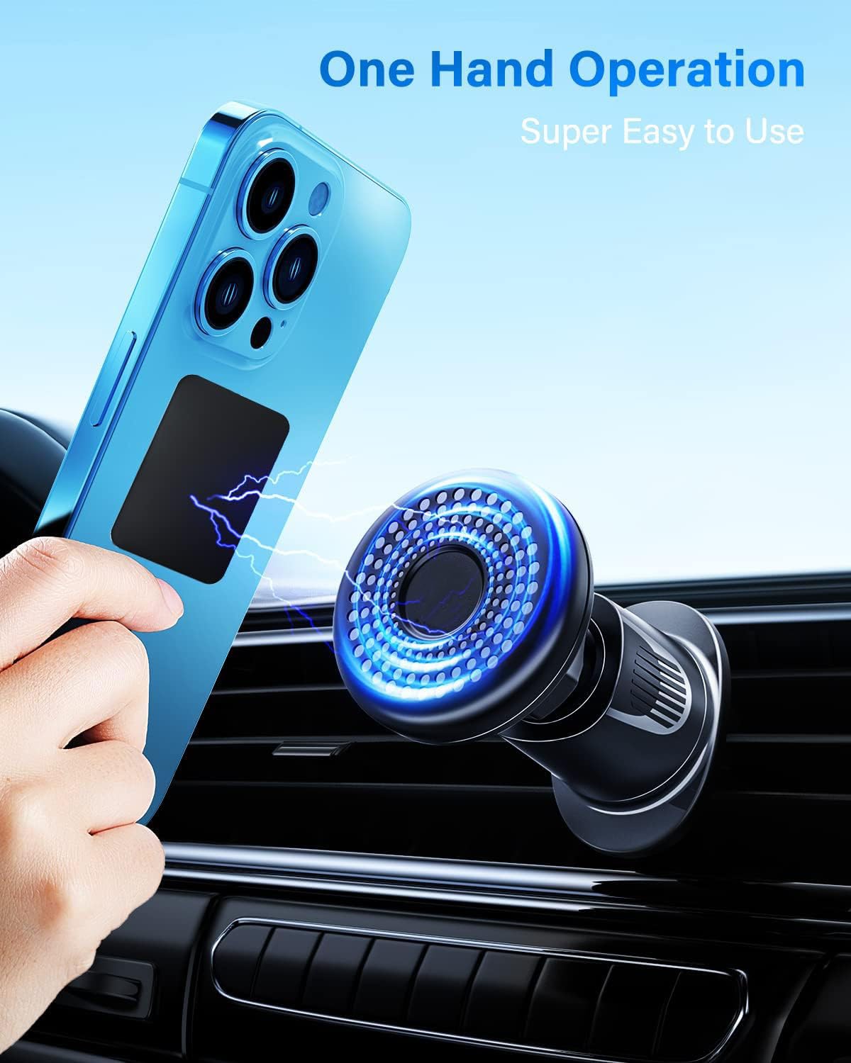 [ Military-Grade Magnetic Vent Hook] Phone Holder for Car, Hands Free Phone Car Mount Strong Magnet Air Vent Mount, 360° Rotation Car Phone Holder Compatible with iPhone Samsung Galaxy All Smartphones