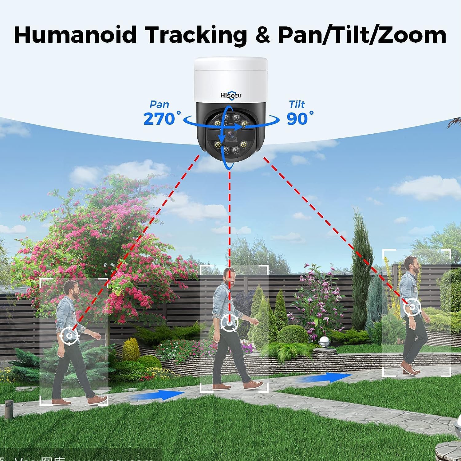 [3TB HDD+Human Tracking] Hiseeu 4K PoE Security Camera System,CCTV Camera Security System w/5MP Home Security Cameras, PTZ 270°Pan 90°Tilt，2-Way Audio,Remote Access,Night Vision,Waterproof,7/24 Record