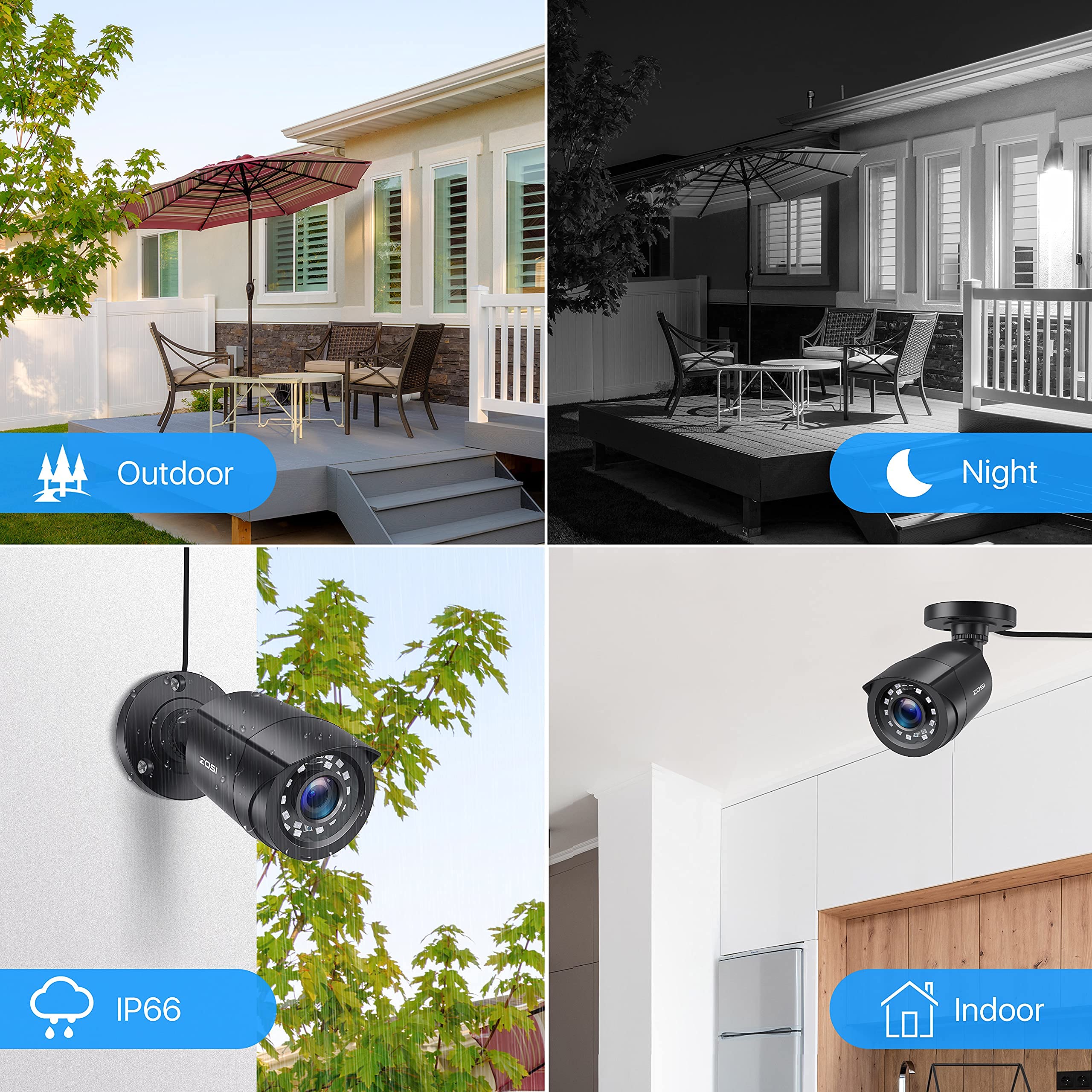 ZOSI 3K Lite Security Camera System Outdoor,8pcs 1920TVL 1080P Home Surveillance Cameras,80ft Night Vision,Remote Access,8 Channel H.265+ 5MP Lite CCTV DVR with 1TB Hard Drive for 24/7 Recording