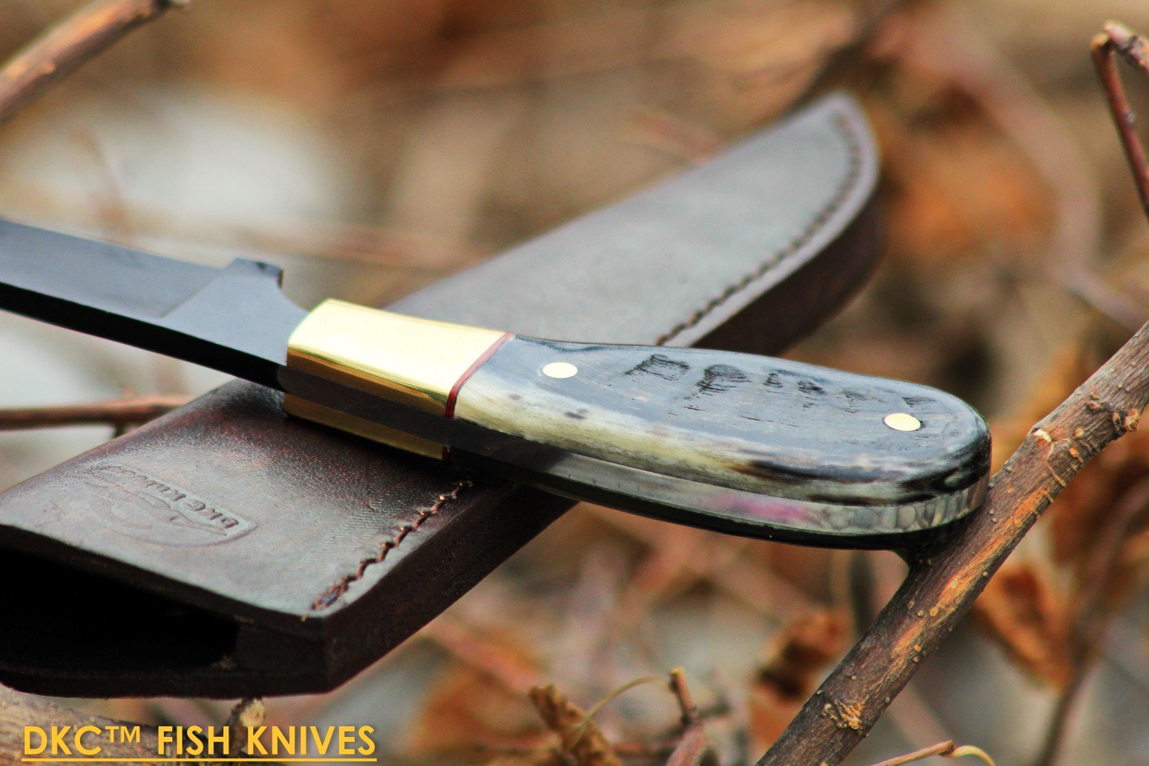 (28 5/18) DKC-612 Black STAG Fishing Filet Knife Hunting Handmade Knife Fixed Blade 8.5 oz 11" Long 6" Blade