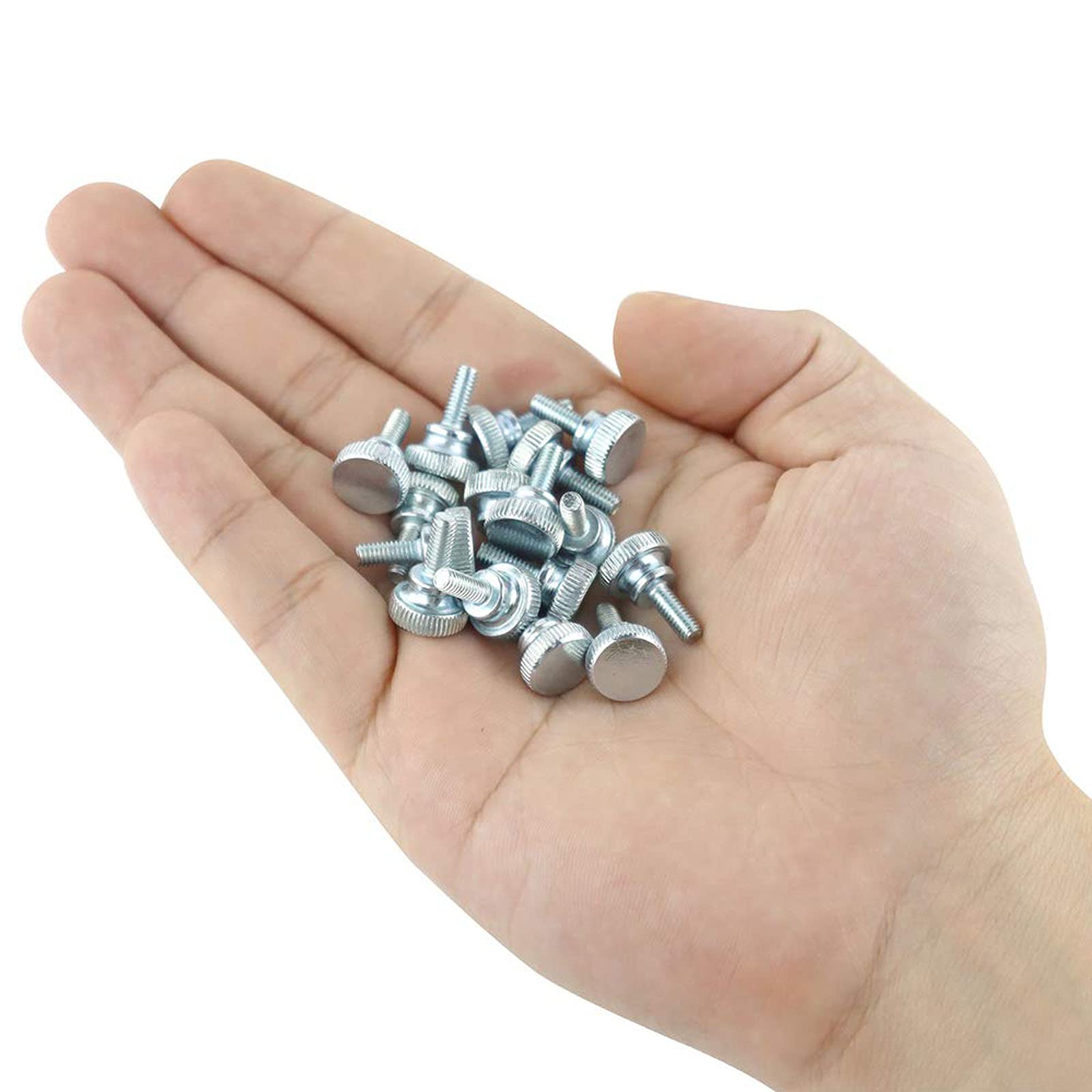 10 Pcs Galvanized Flat Knurled Head Fully Threaded Thumb Screws Bolts Fastener,Thumbscrew Threaded Knurled Grip Knobs Thumb Screw,Vesa Screws, Monitor Mount Screws for TV and Monitor Mount(M4x30mm)
