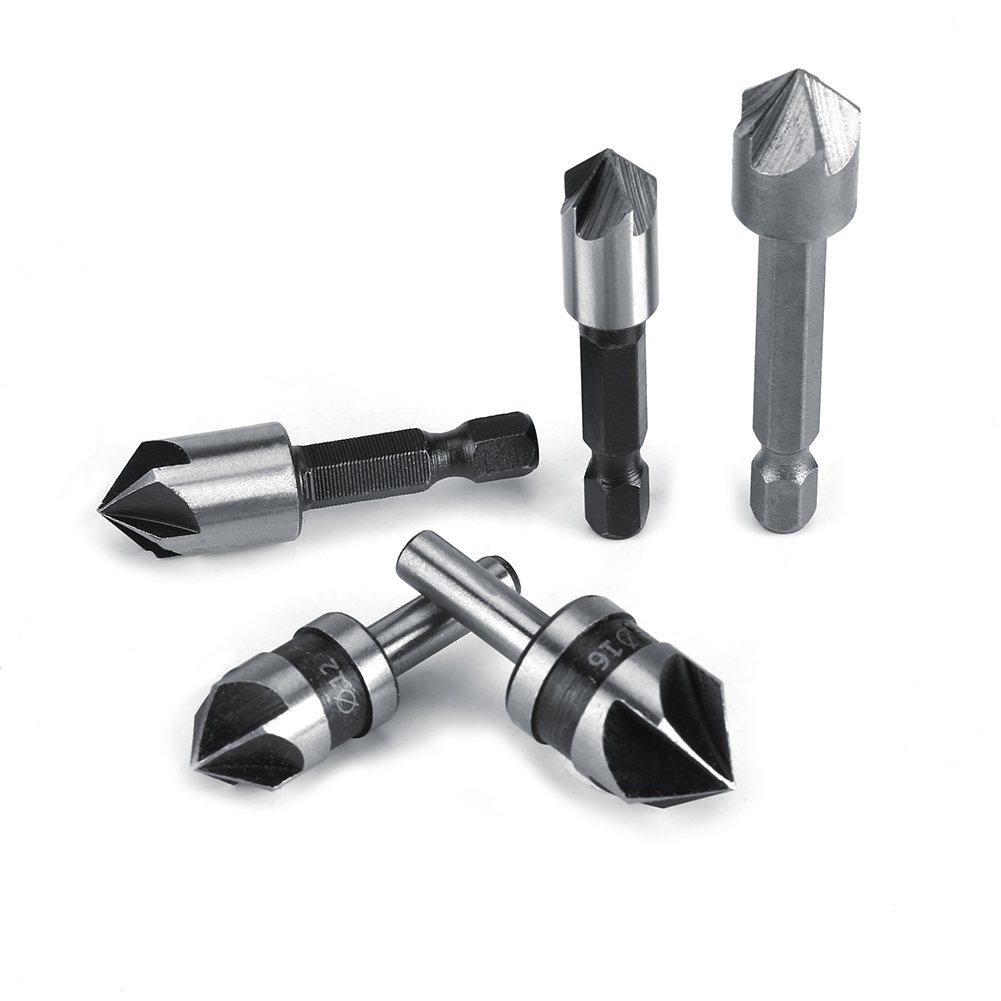γπππ¬πππ« ππ«π¨π¦π¨ππ’π¨π§γ Countersink Drill Bit Set, 5 Pcs/Set High Speed Steel Industrial Countersink Drill 5 Flutes Woodworking Chamfering Cutter