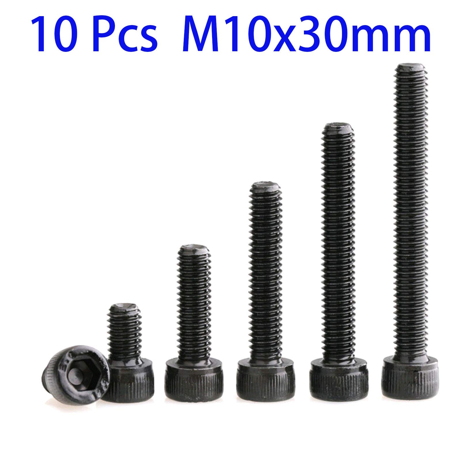 10 Pcs M10-1.5 x 30mm Hex Socket Head Cap Screws, 12.9 Grade Alloy Steel, Allen Socket Drive, Black Oxide Finish, Machine Thread,Full Thread (10 Pcs M10-1.5 x 30mm)