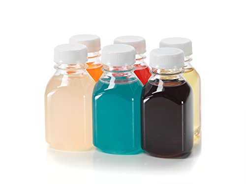 (6) 8 oz. Clear Food Grade Plastic Juice Bottles with Tamper Evident Caps 6/pack (8 oz., White Lids)