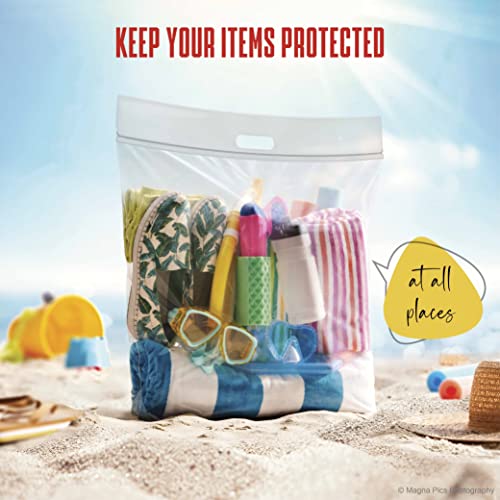 [ 15 count ] Jumbo Bags - DOUBLE ZIPPER - Storage Bag with Carry Handles - Extra Large 22x22" - 8 Gallon Clear Heavy Duty 4 Mil Plastic with Zipper Top for Clothing (22" x 22")