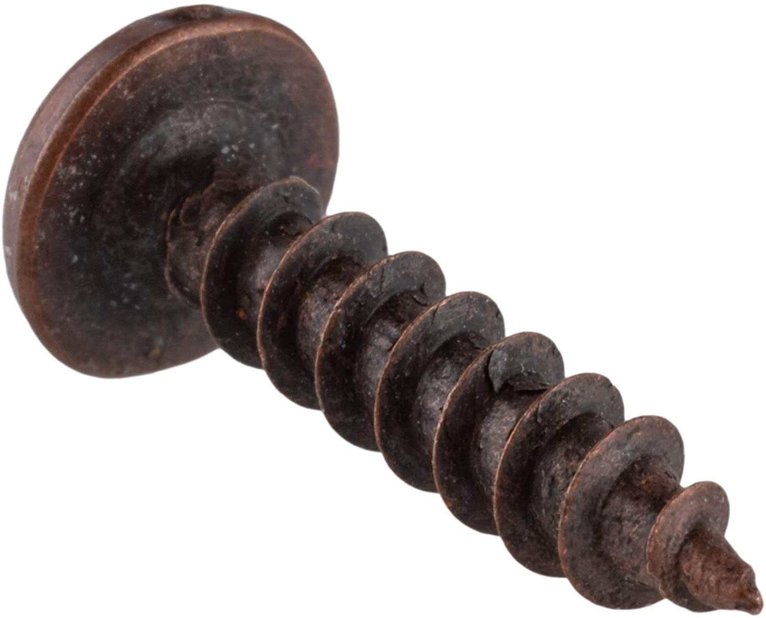 #6 x 5/8" Antique Copper Round Head Slott Drive Wood Screws - Pack of 100 - Self Tapping Screws for Wood - RH9-SACQ